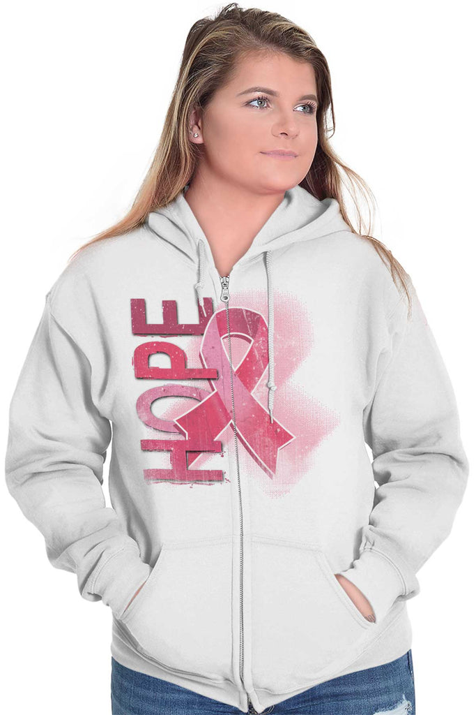 Hope Pink Ribbon Full Zip Hooded Sweatshirt | – Christian Strong
