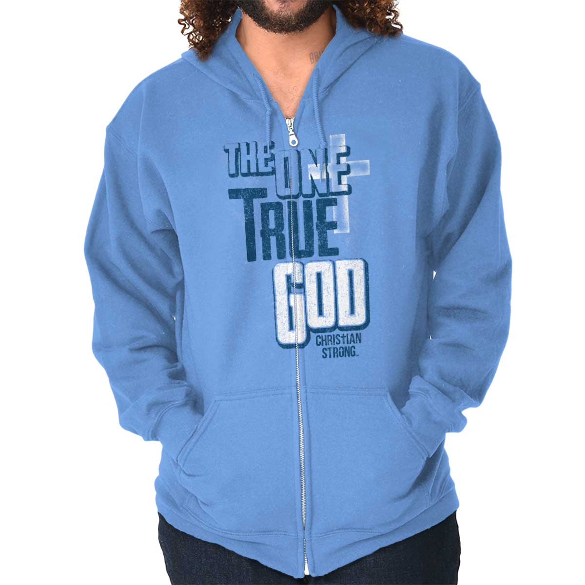 One True God Full Zip Hooded Sweatshirt | – Christian Strong