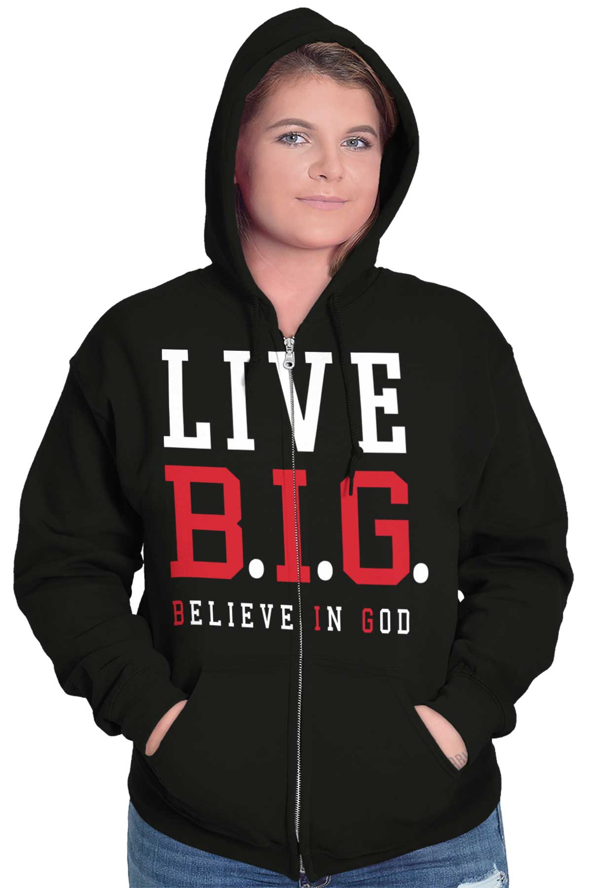 Believe in God Full Zip Hooded Sweatshirt | – Christian Strong