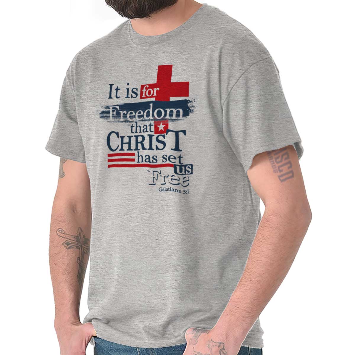 Christ Set Us Free Heavy Cotton Tee | – Christian Strong