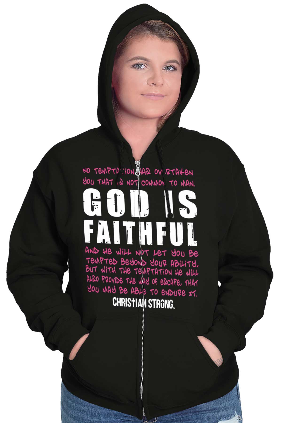God is Faithful Chri Full Zip Hooded Sweatshirt | – Christian Strong