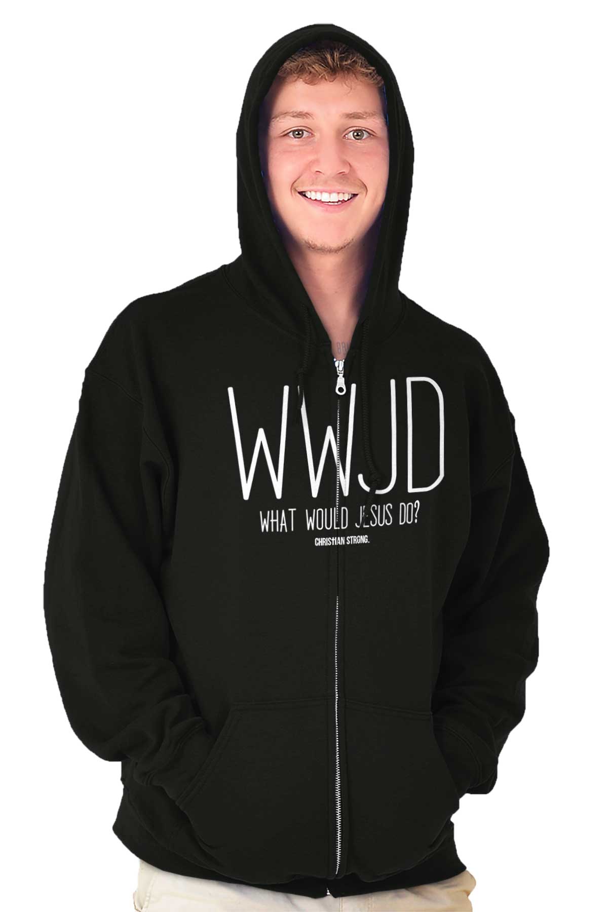 WWJD Full Zip Hooded Sweatshirt | – Christian Strong