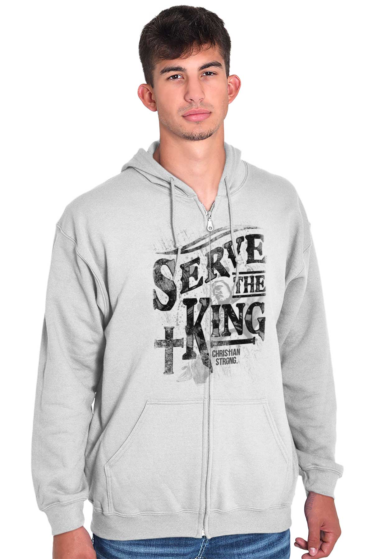 Serve The King Full Zip Hooded Sweatshirt | – Christian Strong