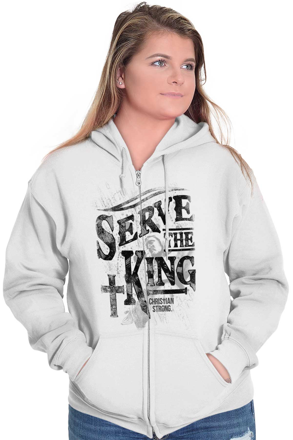 Serve The King Full Zip Hooded Sweatshirt | – Christian Strong