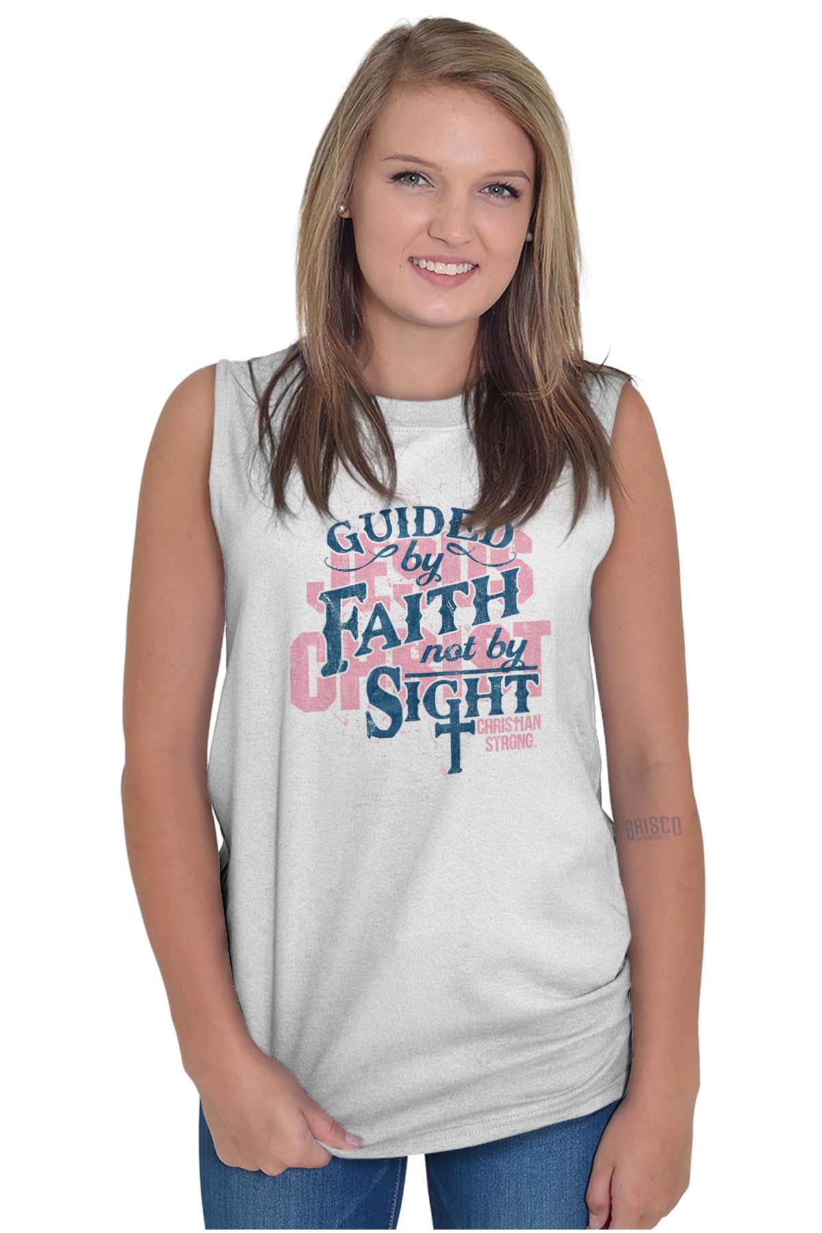Not By Sight Sleeveless Tee | – Christian Strong