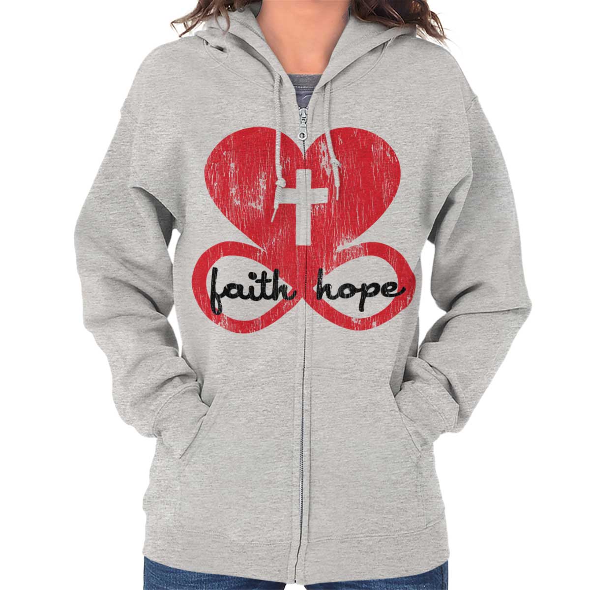 Faith Hope Full Zip Hooded Sweatshirt | – Christian Strong