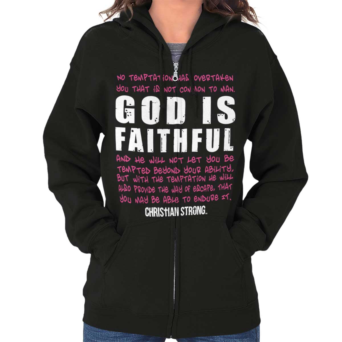 God is Faithful Chri Full Zip Hooded Sweatshirt | – Christian Strong