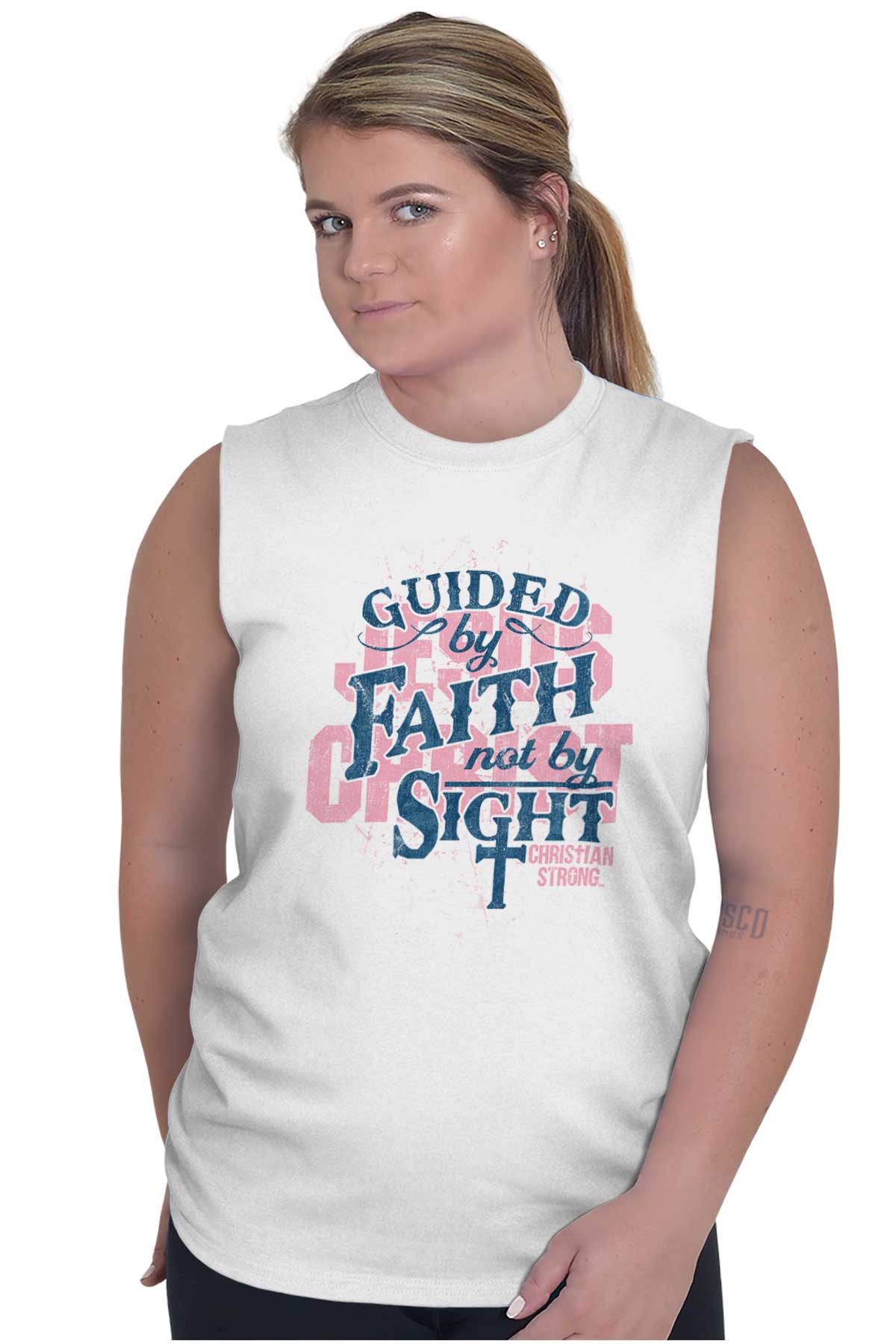 Not By Sight Sleeveless Tee | – Christian Strong